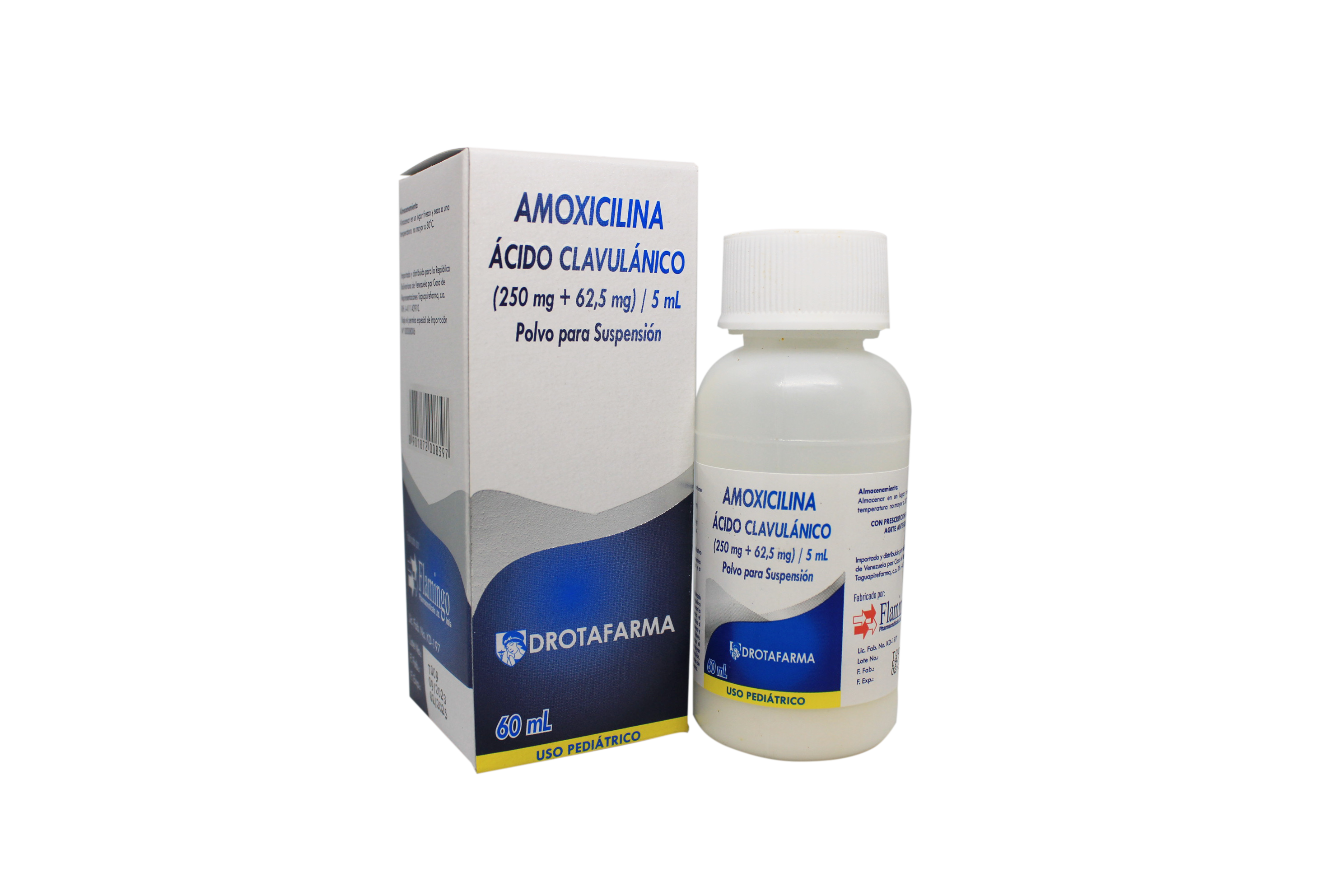 Amoxicilina + Ácido Clavulánico 250 mg + 62,5 mg / 5ml - Drotafarma